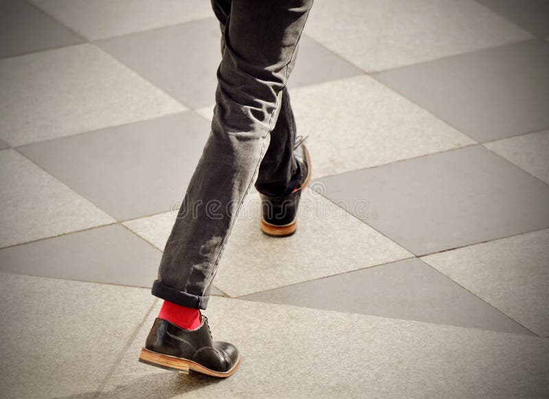 Man with red socks stock image. Image of legs, shoes - 45372903