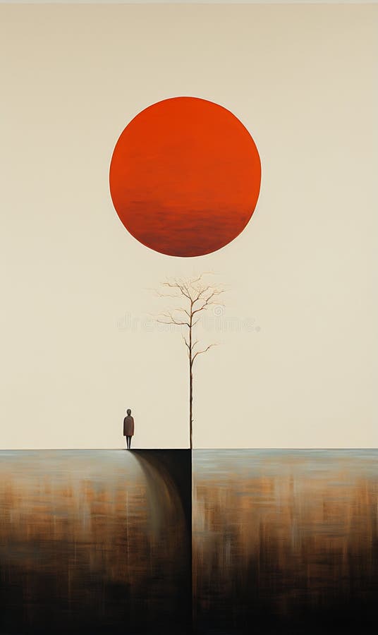 The Man in the Red Sun stock illustration. Illustration of thin - 289960143