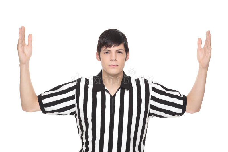 Man in Referee Uniform Making Touchdown Sign Stock Image - Image of ...