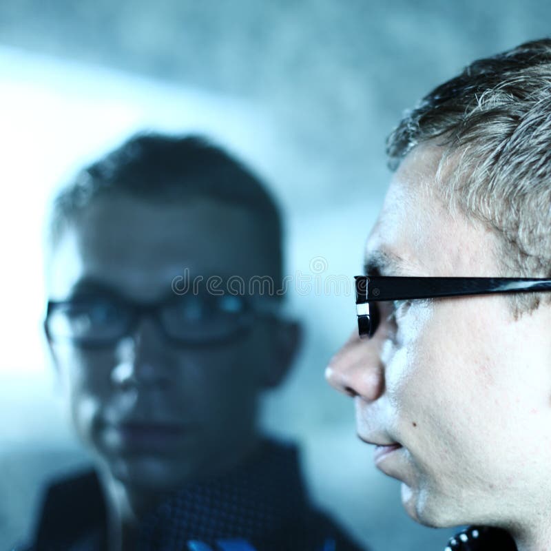 Man in reflection stock photo. Image of hair, businessman - 8344142