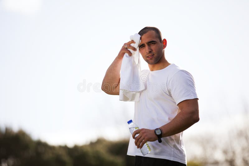 Man Refreshing after Running Stock Image - Image of male, nature: 40163605