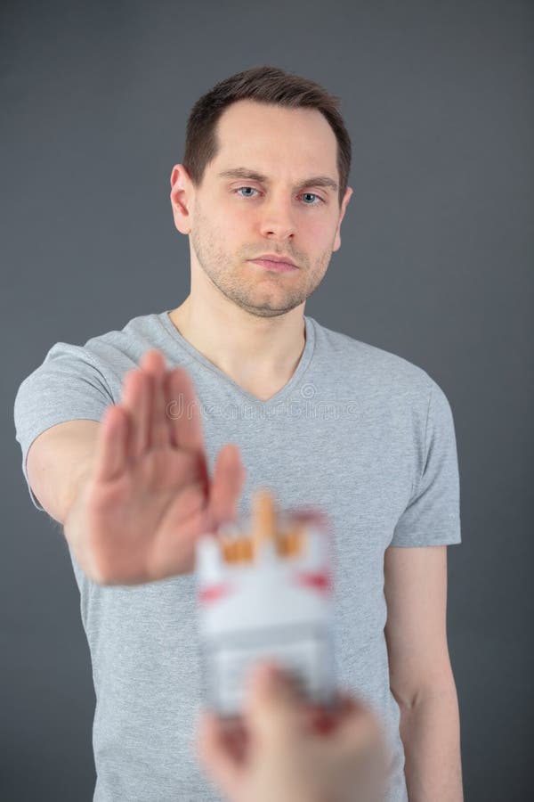 Man refuse a cigarettes stock photo. Image of discontinue - 123593442