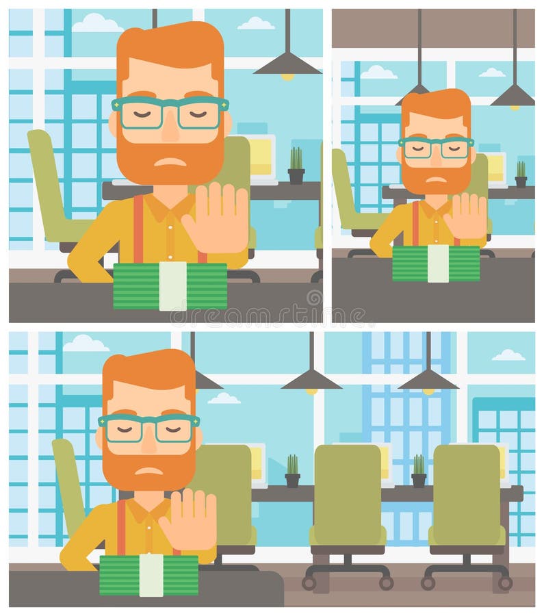 Man Refusing Bribe Vector Illustration. Stock Vector - Illustration of ...