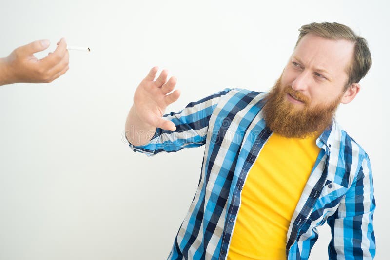 Man refusing a cigarette stock image. Image of refuse - 105697403