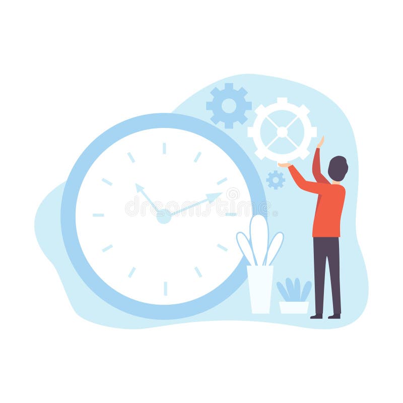 Clockwork Man, Businessman Or Office Worker, Vector Cartoon Stick ...