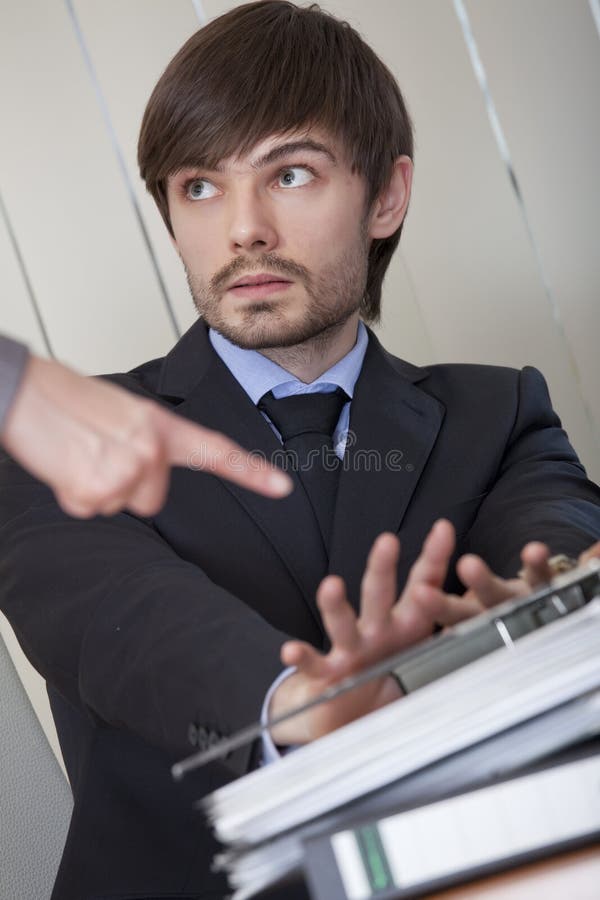 Man rejecting office work stock photo. Image of workaholic - 17044780