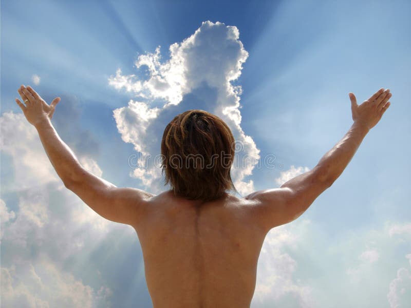 Man raise arms to sky stock photo. Image of teen, male - 2577582