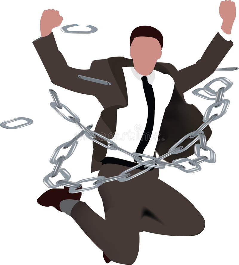 Man Rejoices Freeing Himself from the Chains Chains Stock Vector ...