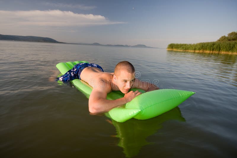Man relax stock image. Image of beach, relax, raft, happy - 10435607