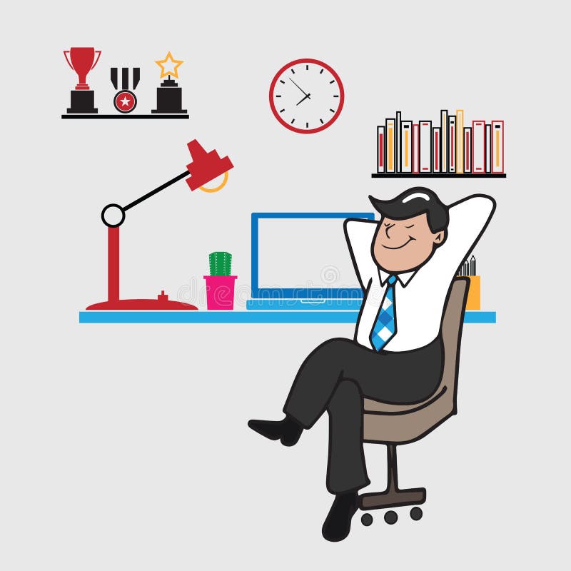 Man relax at work stock vector. Illustration of office - 54422433