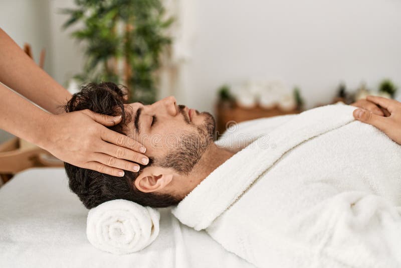 Man Relaxed Reciving Head Massage at Beauty Center Stock Image - Image ...