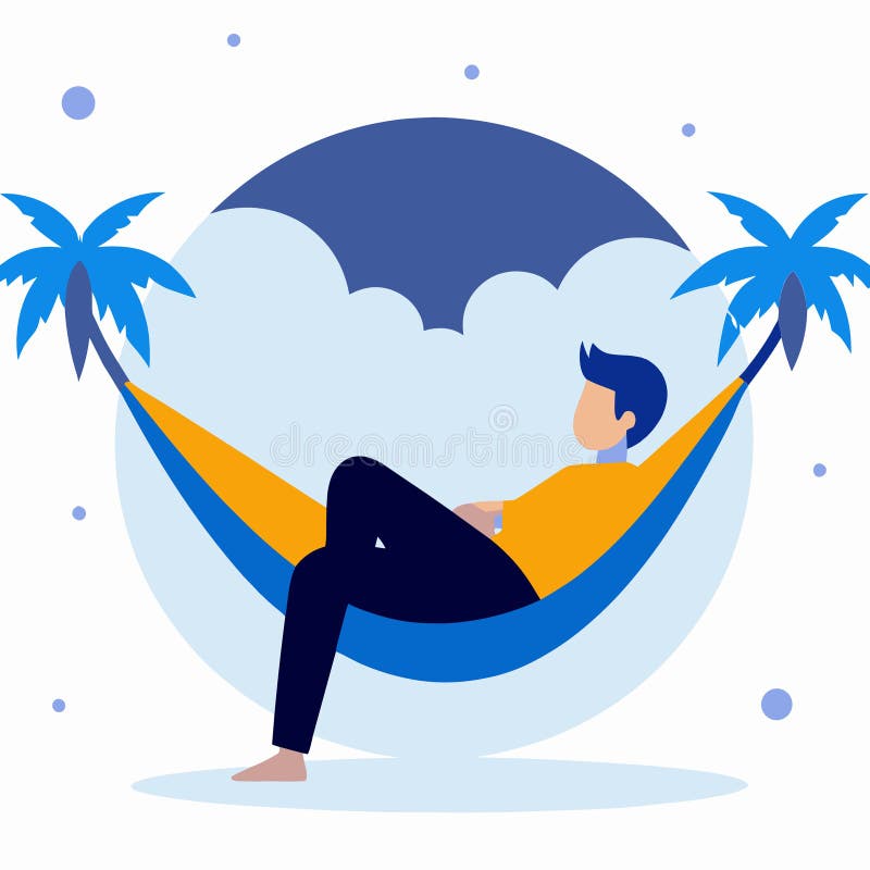 A Man is Relaxing in a Hammock Under a Palm Tree Stock Image ...