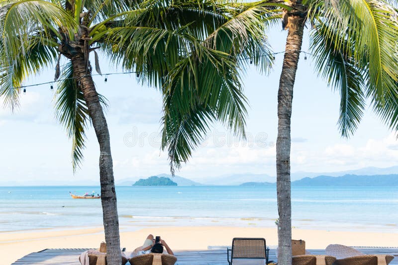 Man Relaxing Laying Down on Beach, Ocean View Stock Image - Image of ...