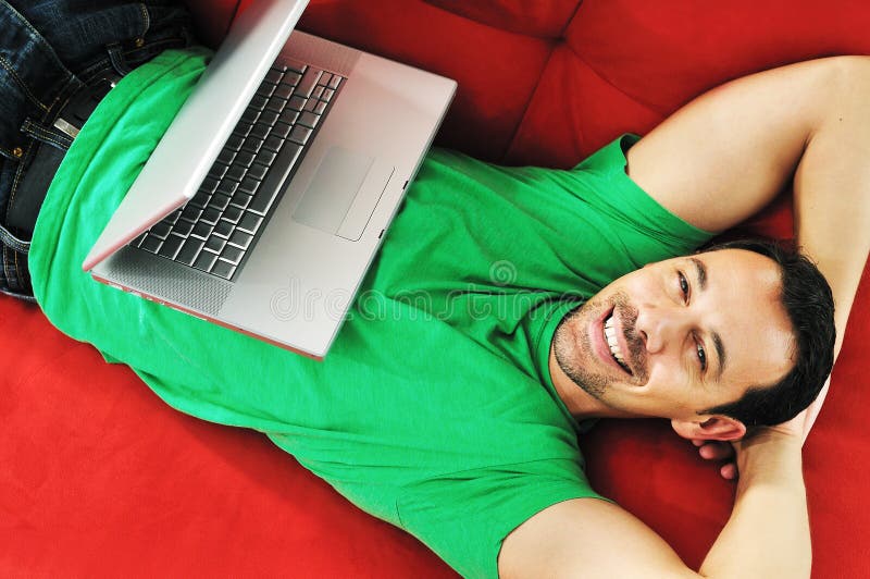 Relaxing at home stock image. Image of laugh, handsome - 8003597