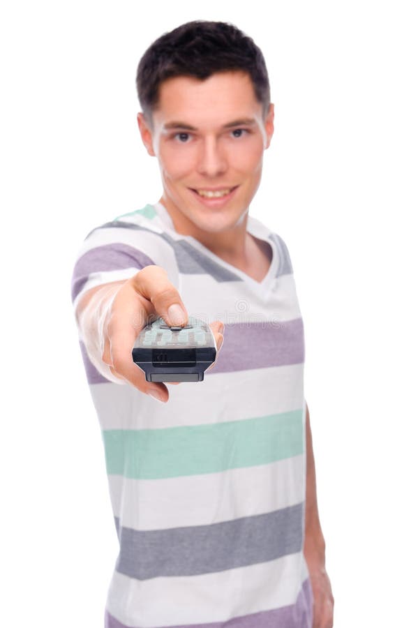 Man with remote control stock photo. Image of confidence - 14718598