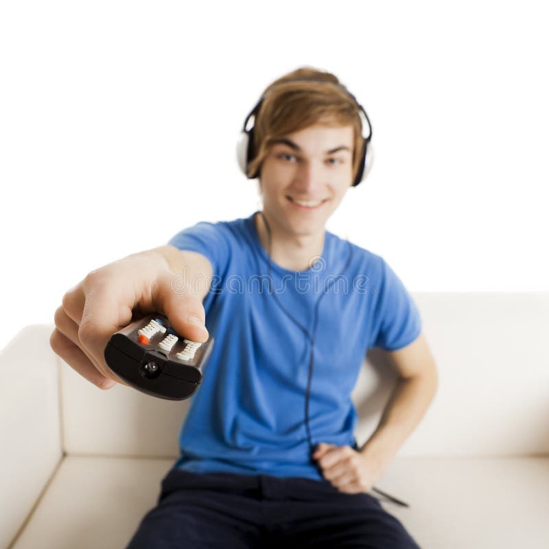 Man with a remote control stock photo. Image of control - 24361354