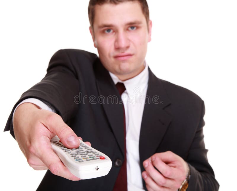 Man with Remote Control Changing Channel Stock Image - Image of male ...
