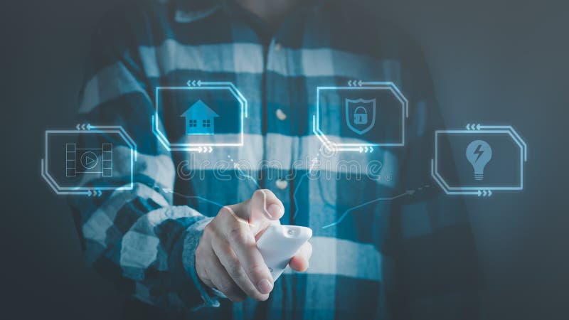 Man with Remote Control on Smart Home Applications, Concept of ...