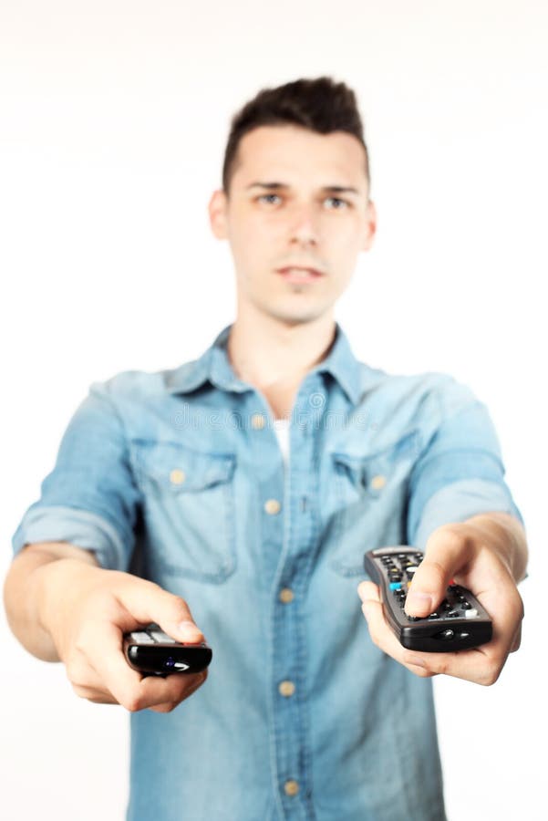 Man with a remote control stock image. Image of angry - 41468047