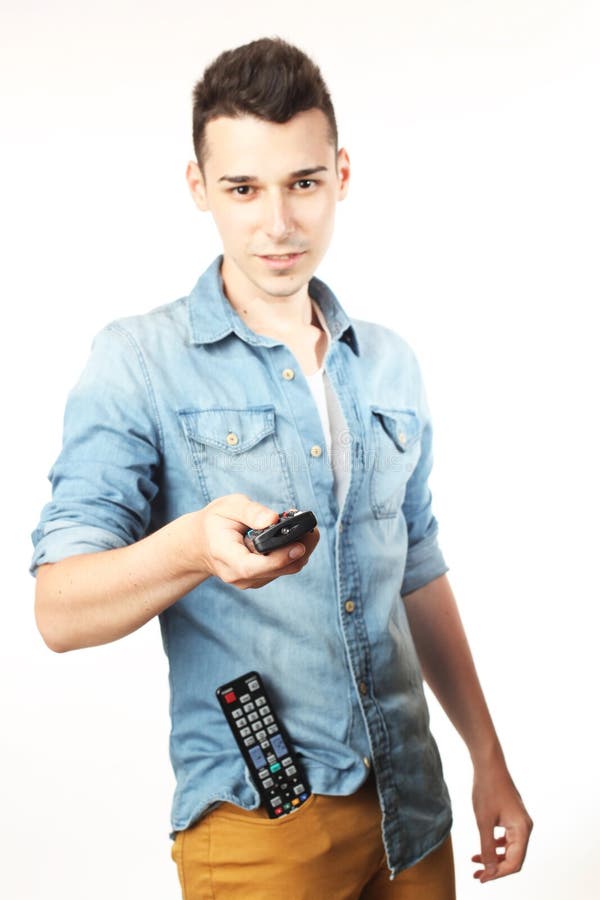 Man with a remote control stock photo. Image of channel - 41468058