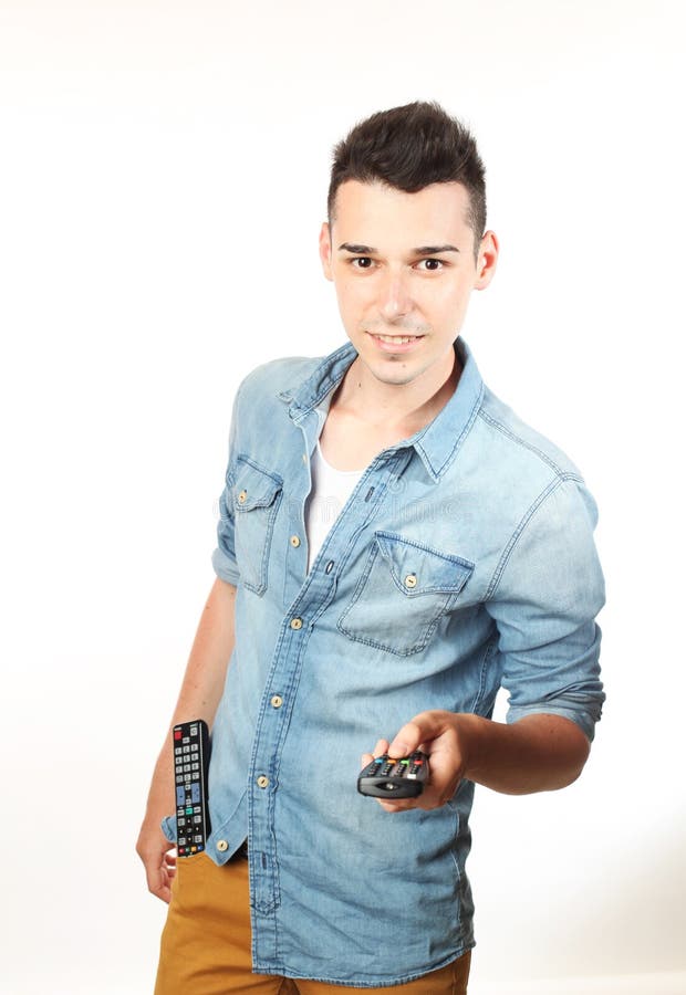 Man with a remote control stock photo. Image of concept - 41468128