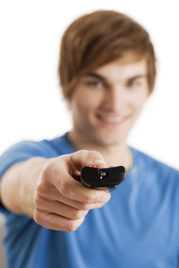 Man with a remote control stock image. Image of couch - 29846401