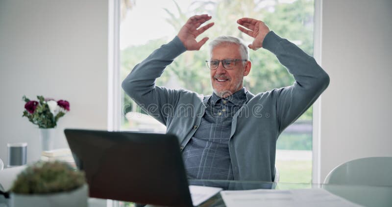 Man, Remote Work and Relax by Laptop at Table for Company, Plan and ...