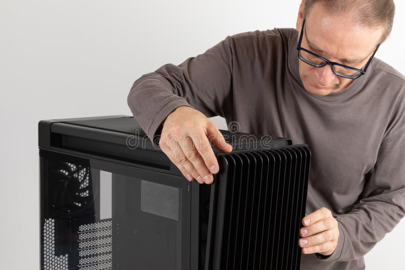 Man Removing 15.5 Mm Front Panel Grille with 45 Porosity with Dust ...