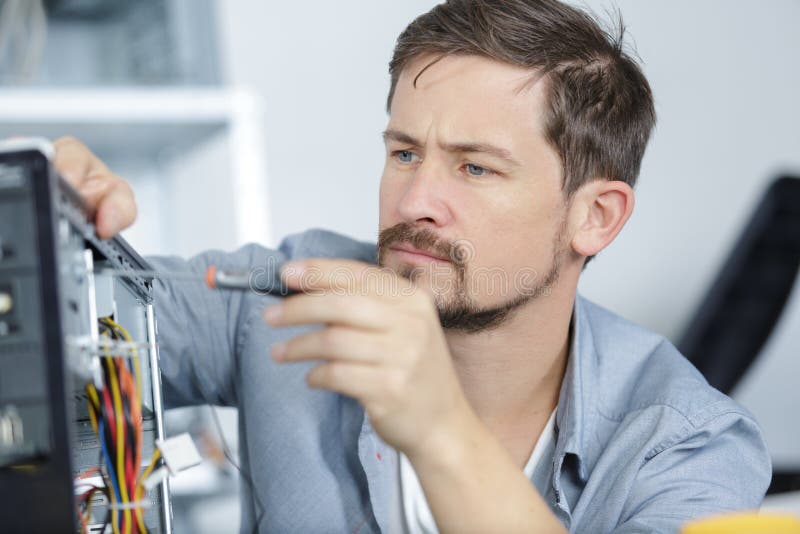 Man during Repair Wi-fi Router Stock Image - Image of industry, holding ...