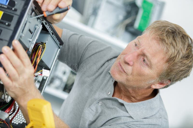 Man Repairing Broken Pc with Driver Stock Image - Image of hardware ...