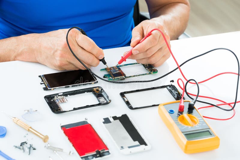 Mobile Phone Repair in Electronic Lab Working Place Stock Image - Image ...