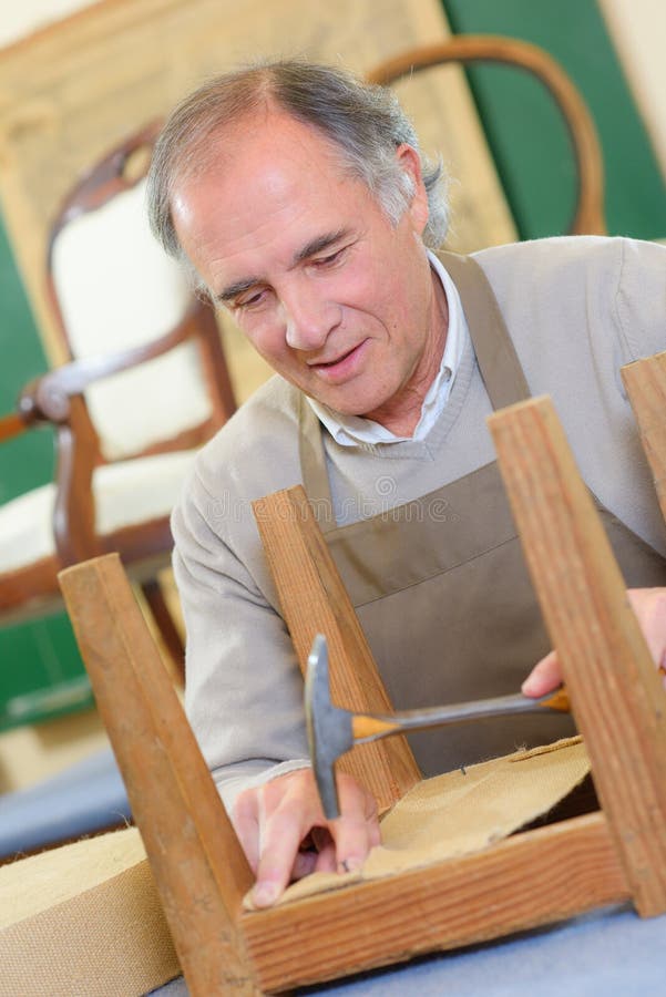 Man repairing chair stock image. Image of wood, restoration - 270024287