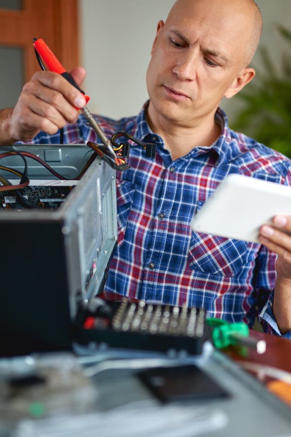Man repairing computer stock image. Image of hardware - 179535307