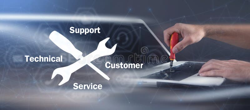 Man Repairing Computer. Technical Support Customer Service Stock Image ...