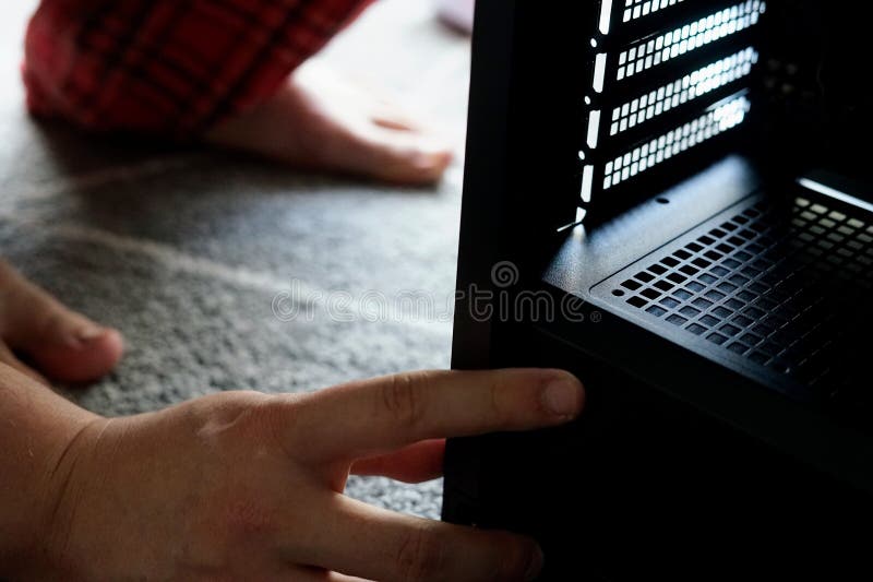 Man Repairing Computer Working Home Looking Fixing Broken Engineer ...