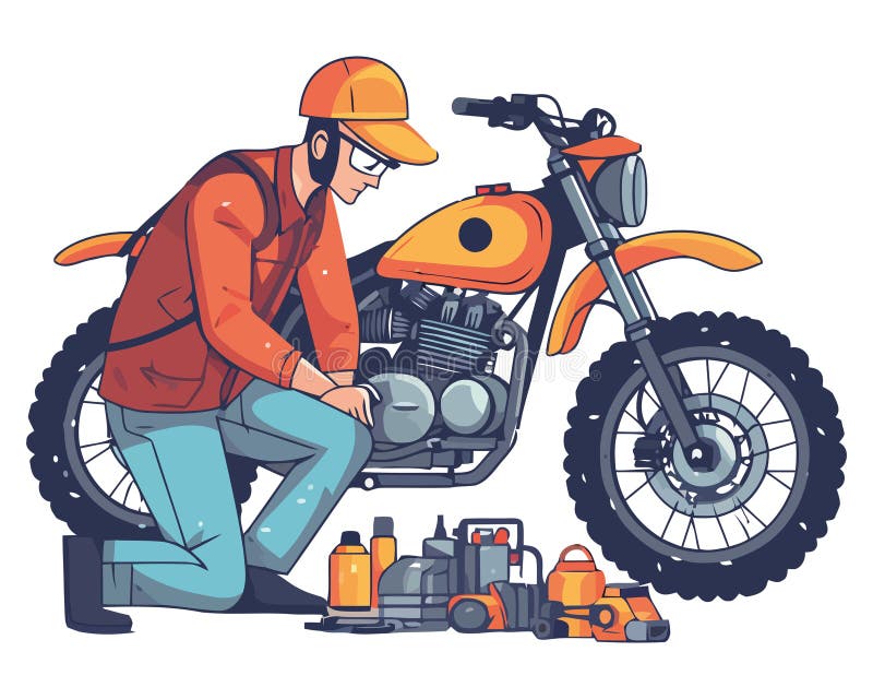 Repairing Motorcycle Stock Illustrations – 283 Repairing Motorcycle ...