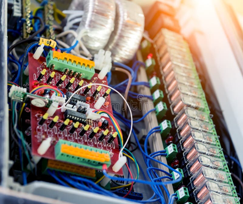 The Man is Repairing the Switchboard Voltage with Automatic Switches ...