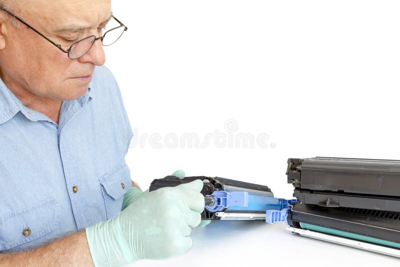 Man Repairing Toner Cartridge Stock Photo - Image of hand, cartridge ...