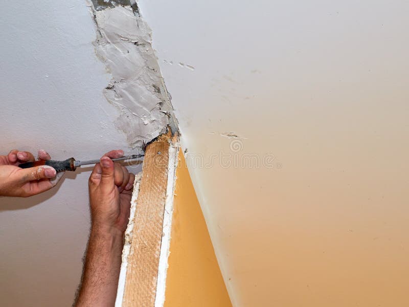 Wall reconstruction works stock photo. Image of demolish - 156715280