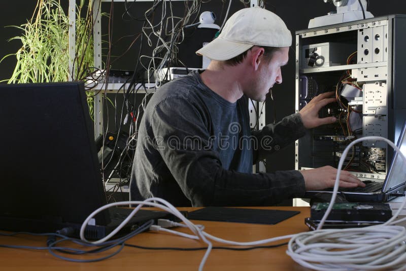 Man repairs computer stock image. Image of cables, working - 9041237
