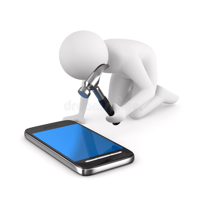Man Repairs Phone. Isolated 3D Image Stock Illustration - Illustration ...