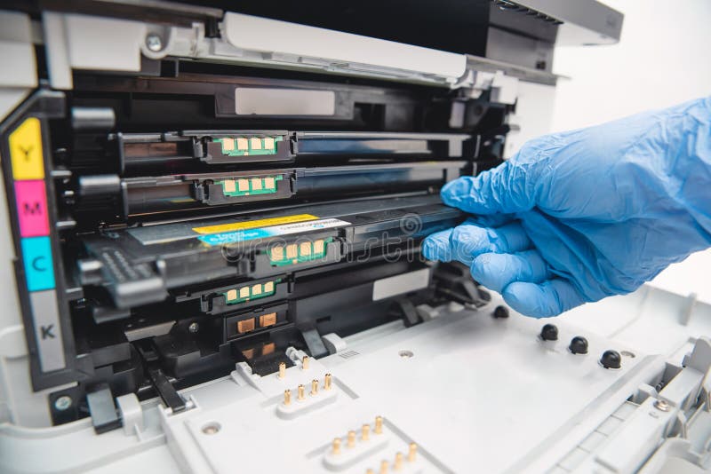 Man Replacing Cartridge in Printer at Office Stock Photo - Image of ...