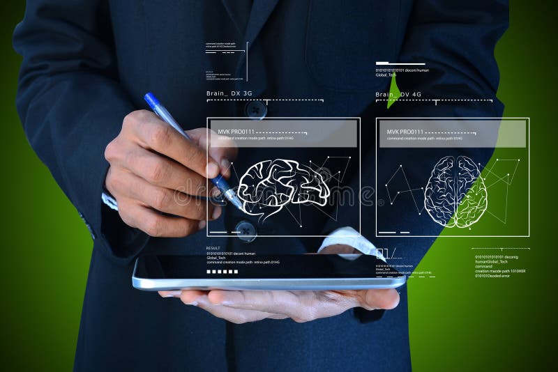 Man Research about Human Brain Stock Photo - Image of human, expertise ...