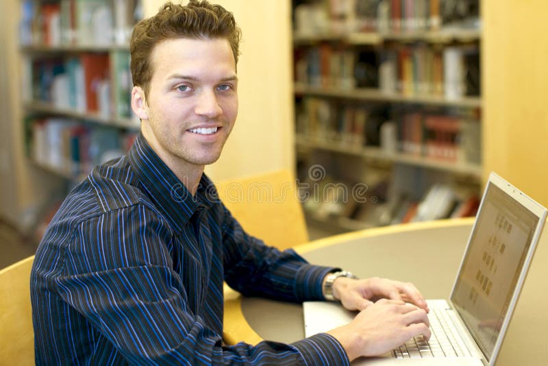 Man researching stock image. Image of happy, fresh, casual - 9792233