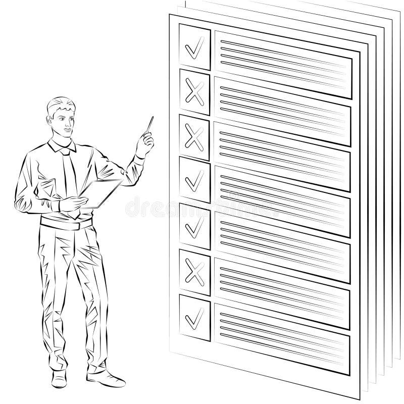 Man Researching Survey Results. Sketch Stock Vector - Illustration of ...