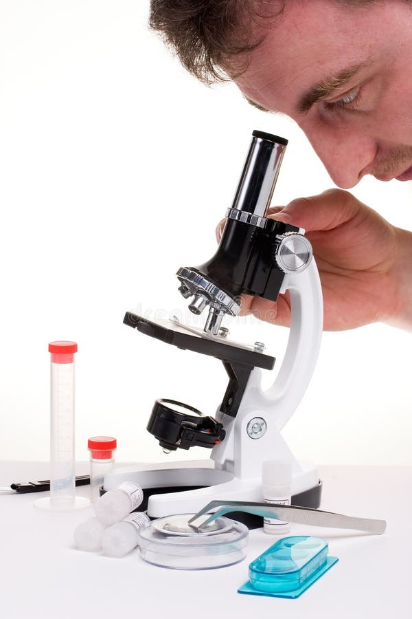Research Stereo Microscope with Monitor Stock Photo - Image of white ...