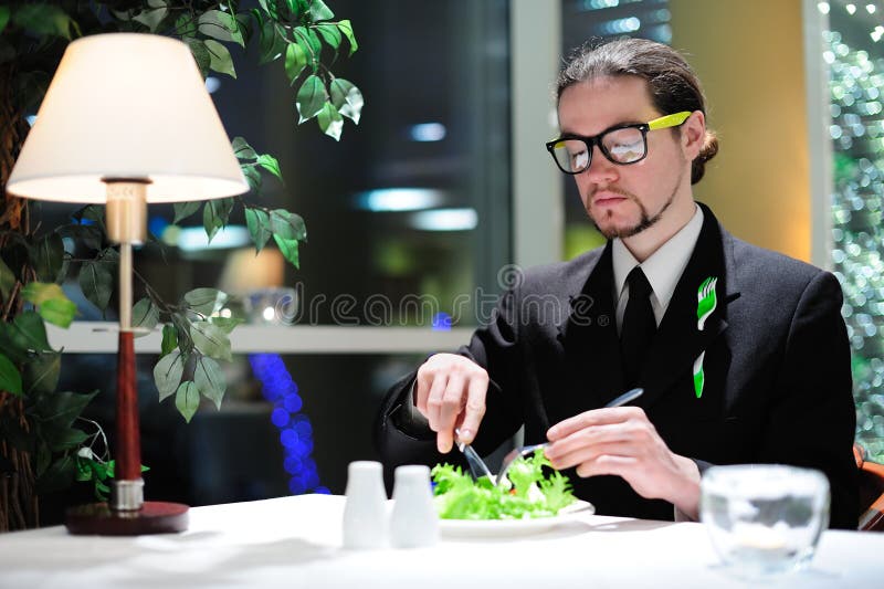 Man at the restaurant stock photo. Image of dinner, male - 22990628