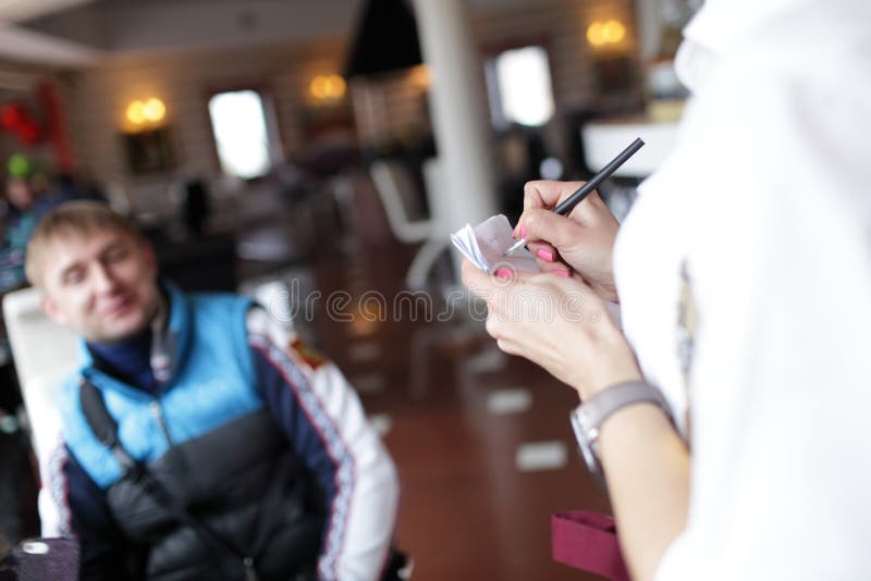 Waitress writing order stock photo. Image of choice, waiter - 23994818