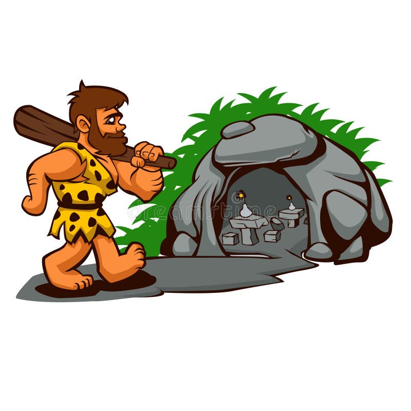 Prehistoric Stone Age Caveman Banners Stock Vector - Illustration of ...