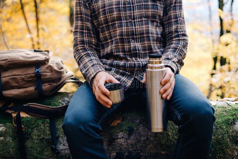 Man Resting in Autumn Forest. Stock Photo - Image of nature, travel ...